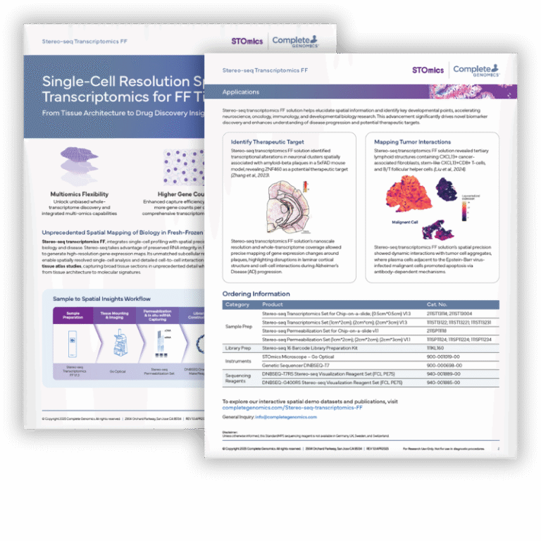 Stereo-seq Transcriptomics FF - Complete Genomics